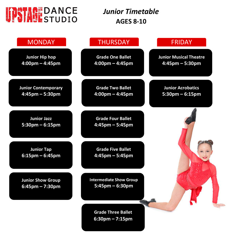 Timetable - Juniors * Upstage Dance Studio