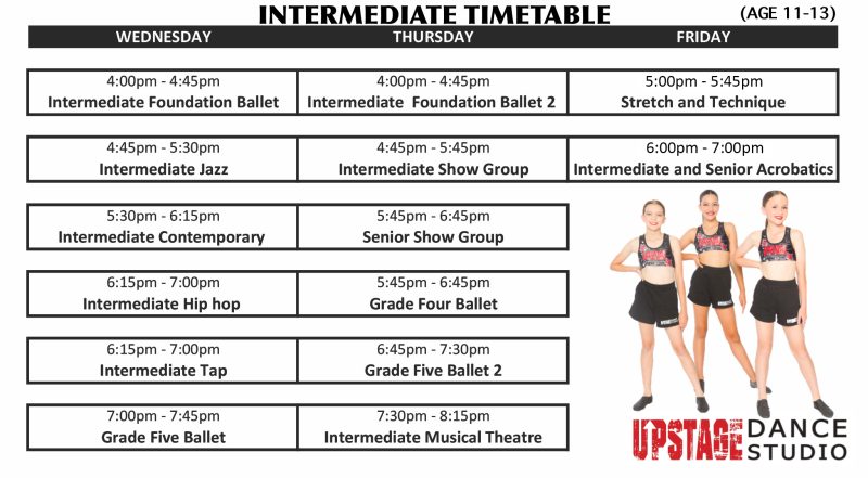 Timetable 2024 * Upstage Dance Studio